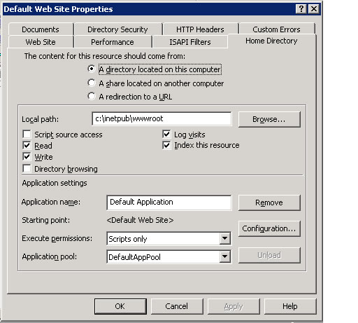 dBASE Web Application Configuration in IIS6