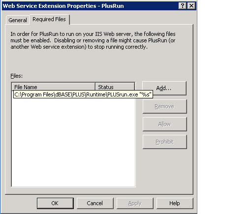 dBASE Web Application Configuration in IIS6